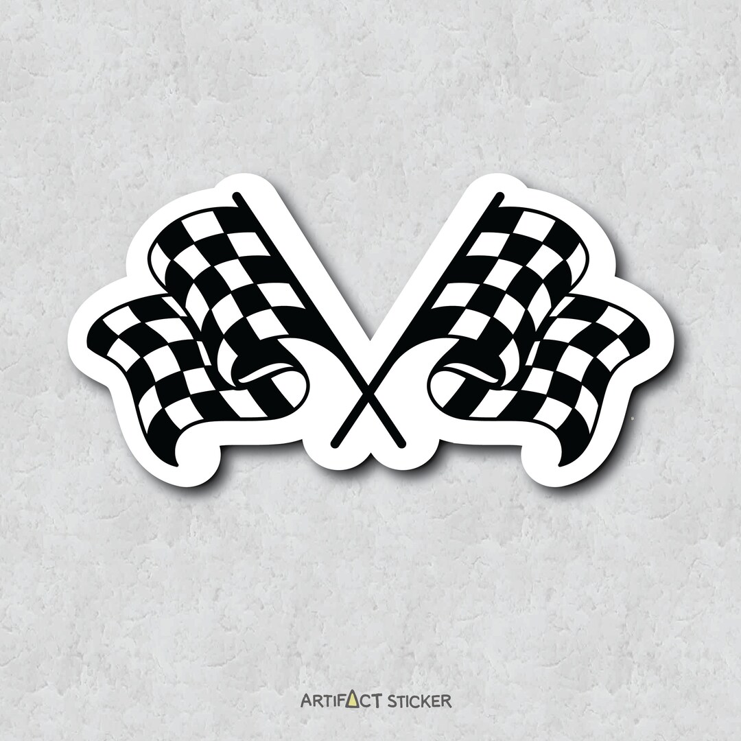 Checkered Flag Sticker - Finish Line Icon - Minimal Style Design Vinyl ...