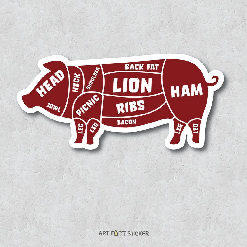 Pig Anatomy Sticker Butcher Reference Water-resistant Vinyl Adhesive ...
