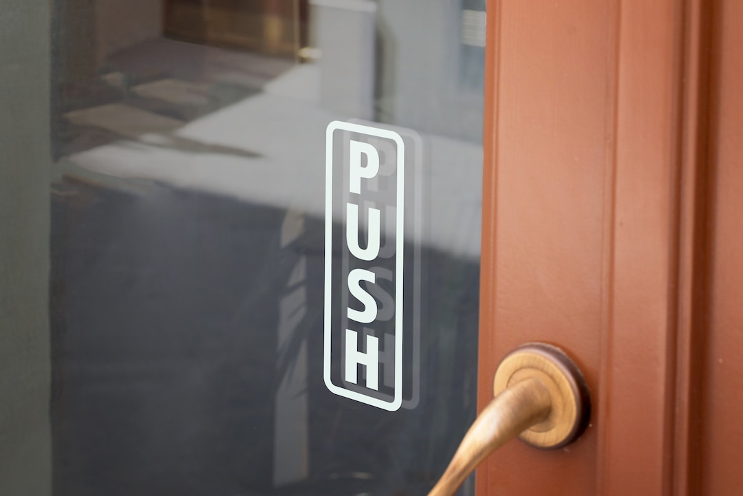 Push Door Vinyl Decal - Glass Window Business Signage - Storefront Shop ...