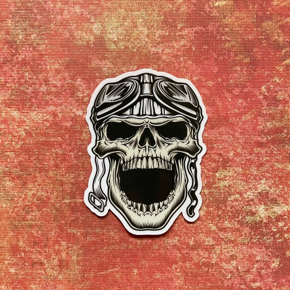 Motorcycle Helmet Skull Sticker Chain Gang Cranium Anatomy | Etsy