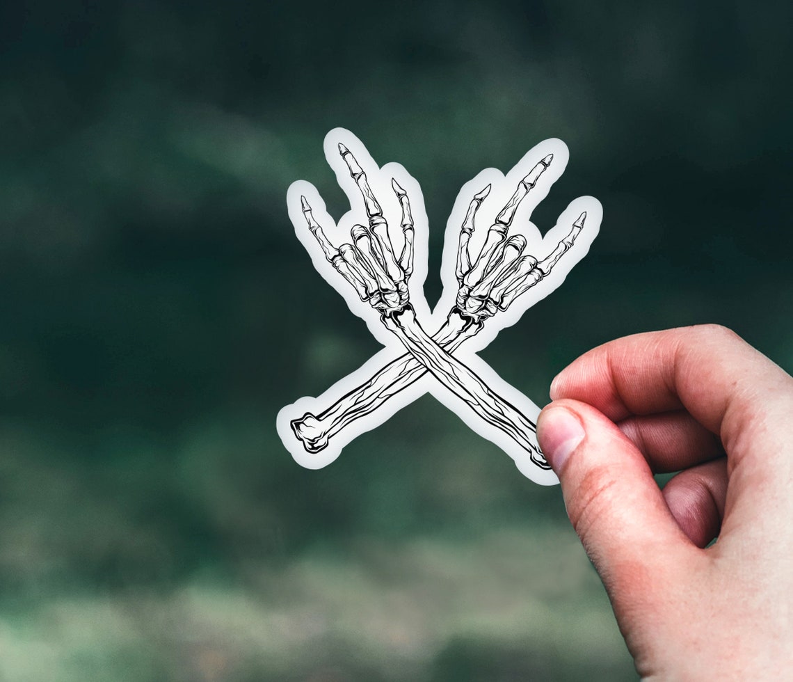 Skeleton Rock Hands Sticker Sign of the Horns Death Metal - Etsy