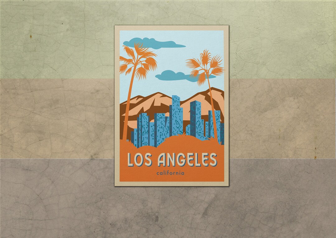 Los Angeles Sticker Poster Style Illustration City of - Etsy