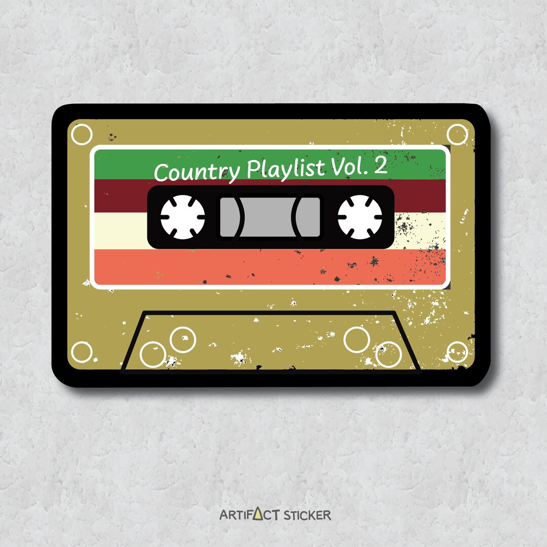 Throwback Retro Cassette Tape Sticker - Country Music Tape Deck - Old ...