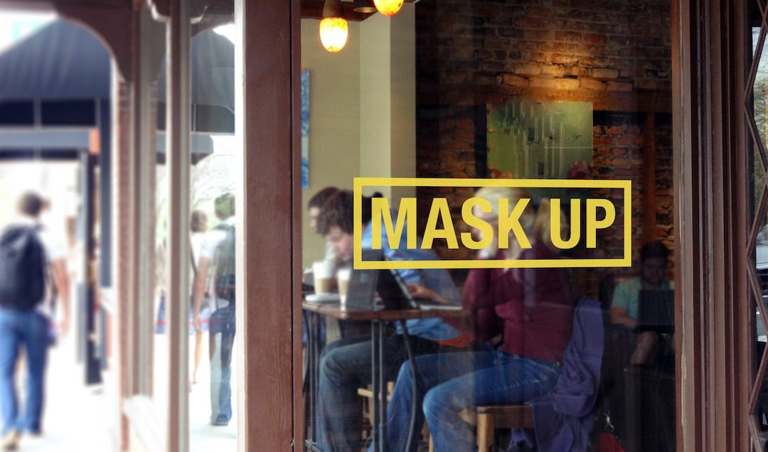 Mask up Decal Face Mask Warning Sign Small Business Storefront Entrance ...