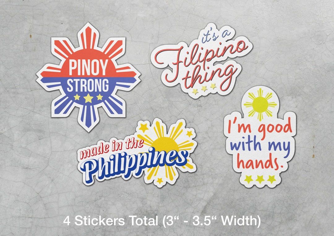 Pinoy Filipino Sticker Bundle - Four (4) Individual Colored Adhesives ...