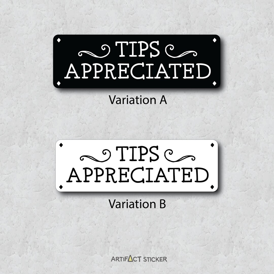 Tips Appreciated Sticker - Mason Jar Sign Restaurant Cafe - Large ...