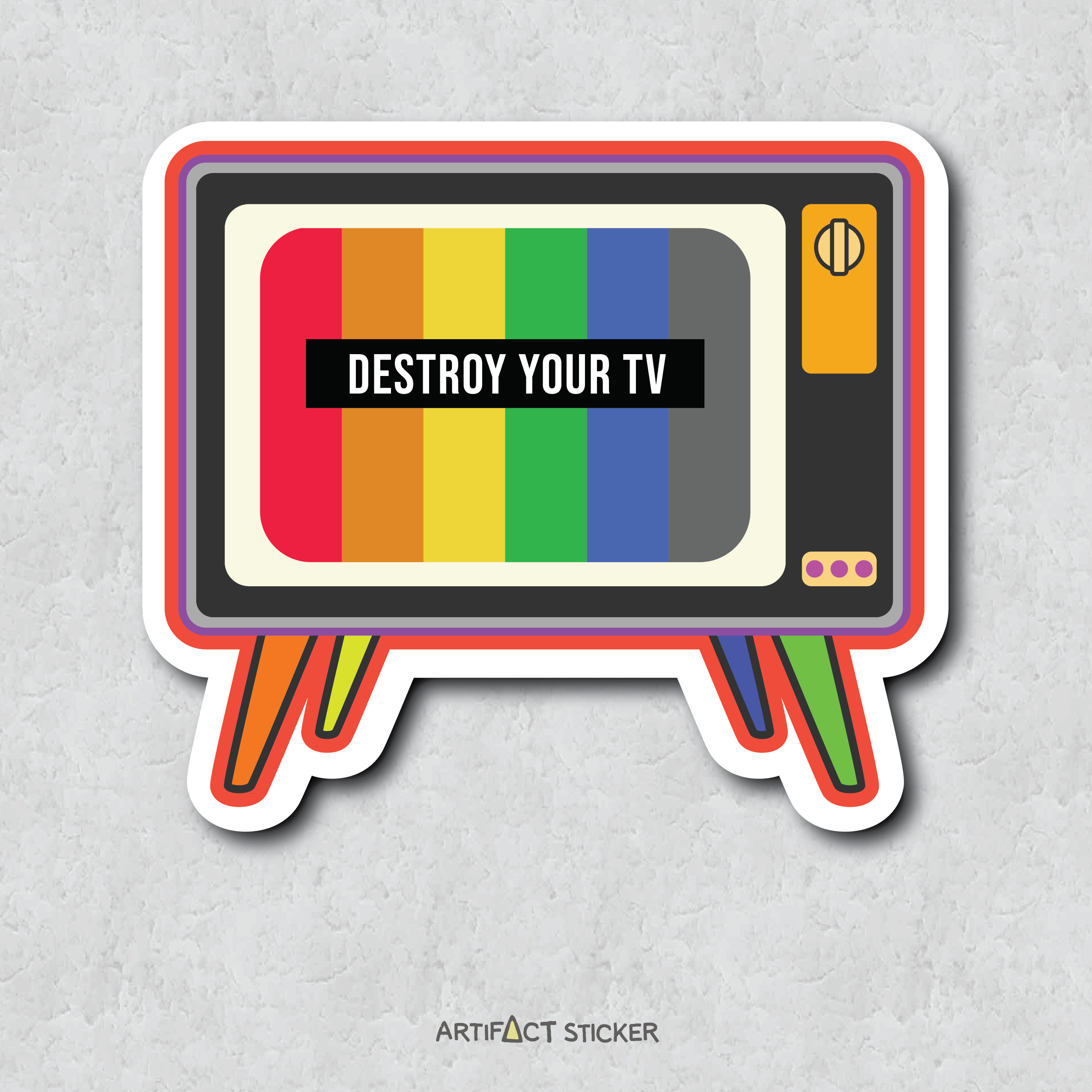 Television Sticker Destroy Your TV Water-resistant Laptop Vinyl Sticker ...