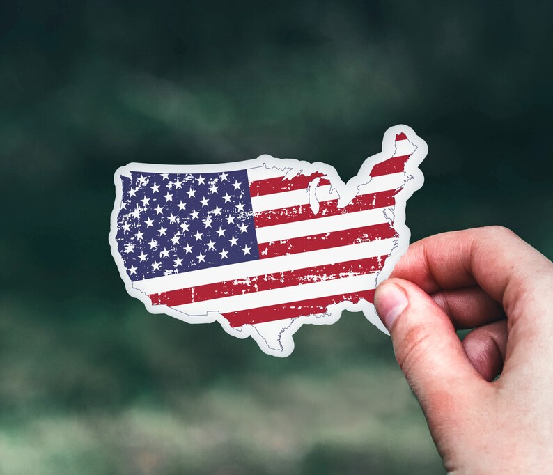Distressed American Flag Sticker - United States of America Outlined ...