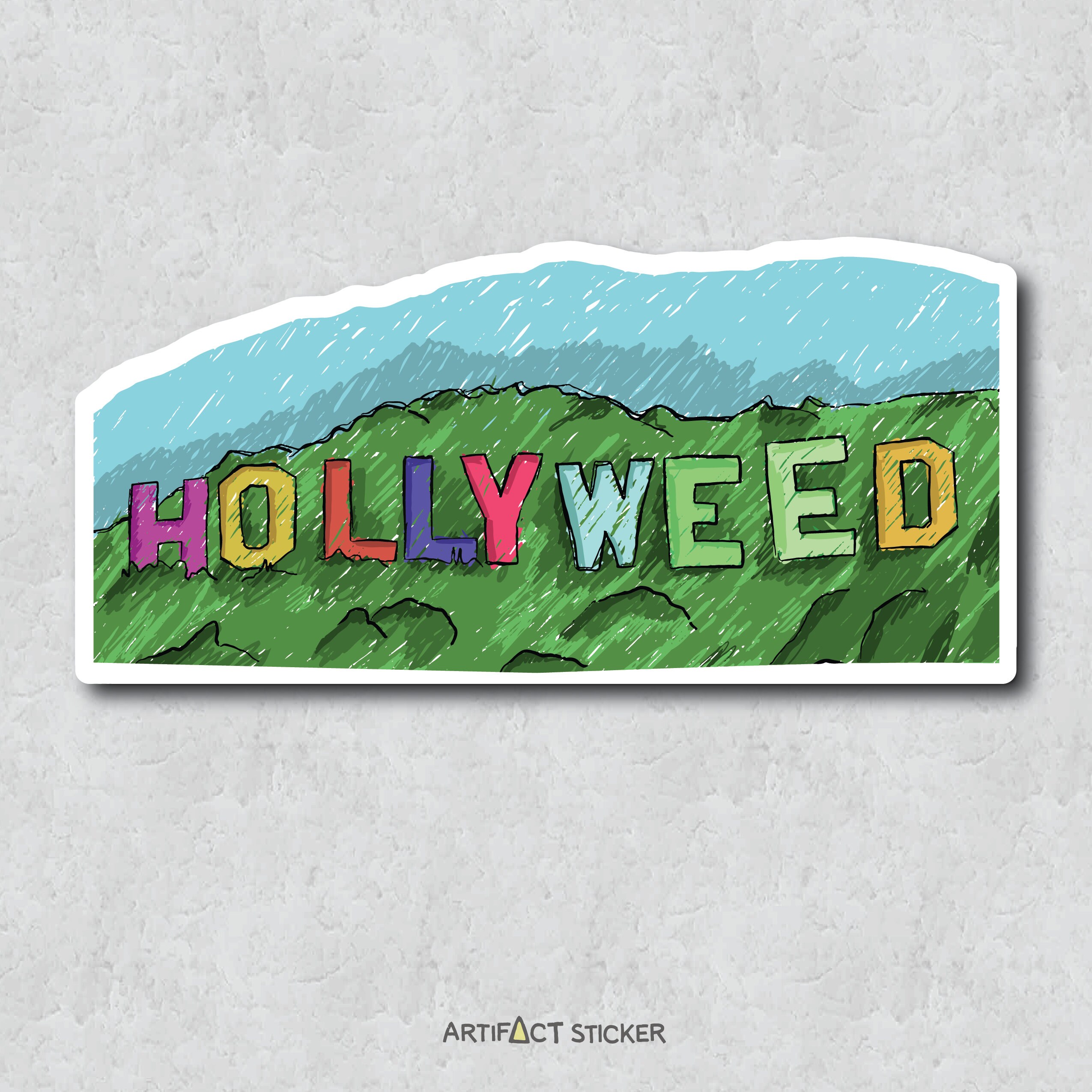 Hollywood Sign Sticker - Humorous Prank Sign - Hollyweed - Famous Los ...