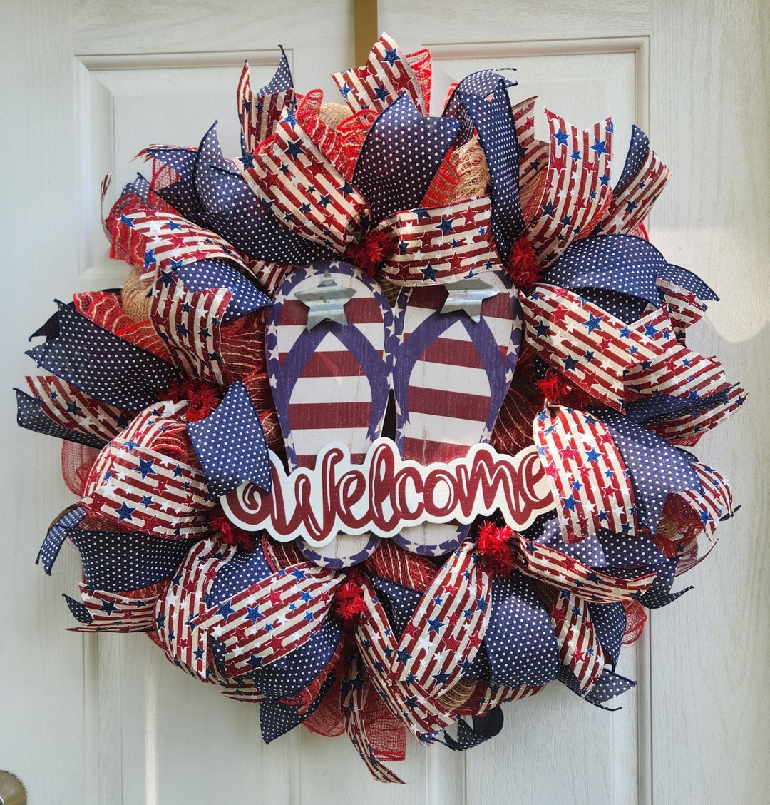 Memorial Day Patriotic Veterans Day Door Wreath, Porch Wreath ...