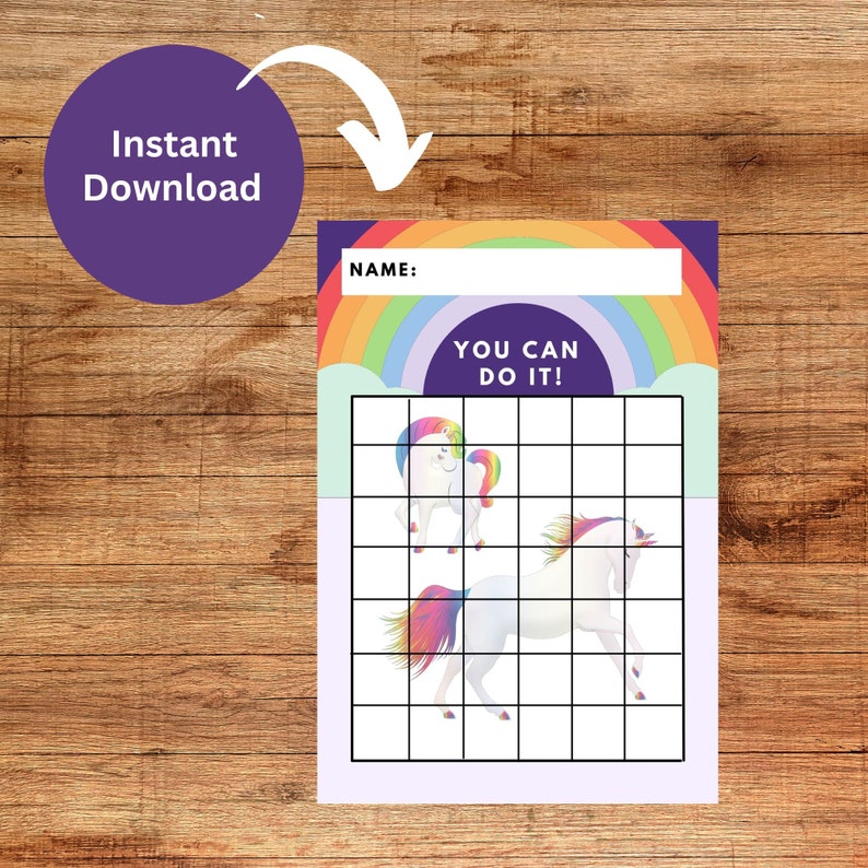 Unicorn Sticker Chart, Sticker Chart Printable, Sticker Chart for Kids ...