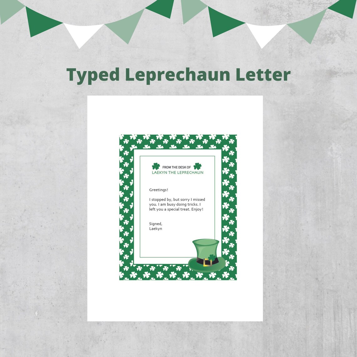 Leprechaun Letter, St. Patrick's Day Note for Kids (printable) - Etsy