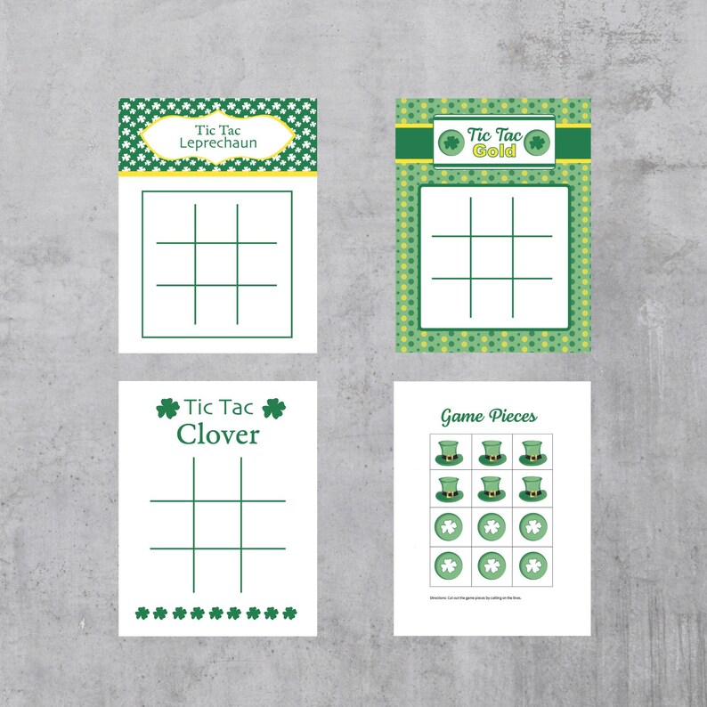 Instant Download, Tic Tac Gold, St. Patrick's Game for Kids, Game ...