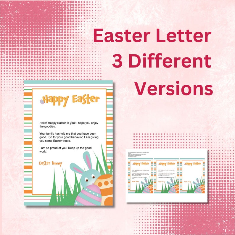 Easter Bunny Letter Printable, Personalized Kids Letter (digital ...