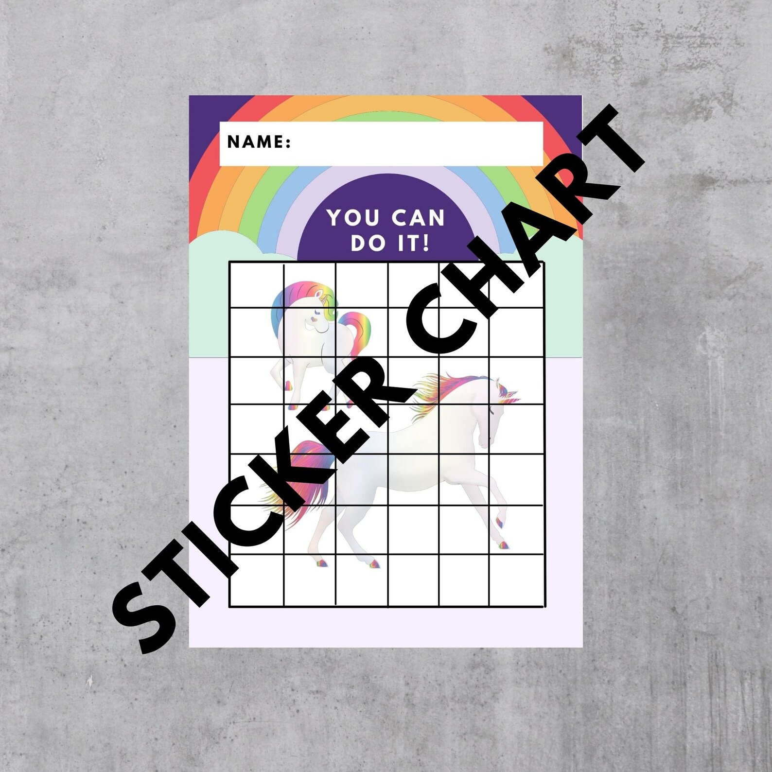 Unicorn Sticker Chart Sticker Chart Printable Sticker Chart | Etsy