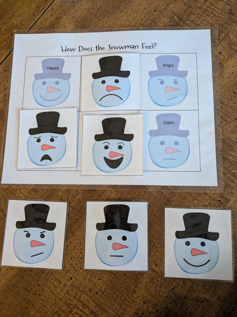 Winter Emotions Matching Game for Preschoolers - Learn Facial ...