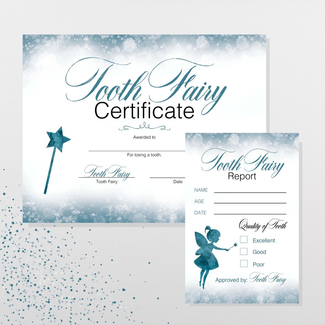 Whimsical Tooth Fairy Certificate and Tooth Report Set - Make Losing ...