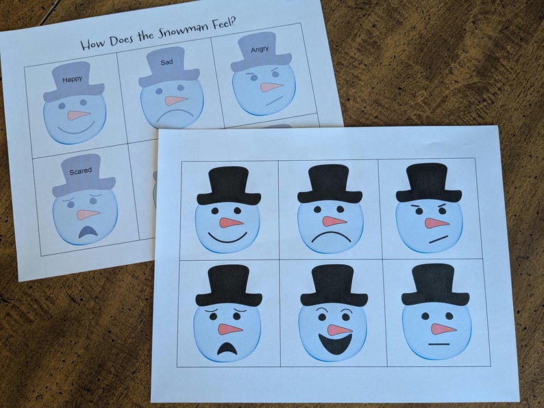 Winter Emotions Matching Game for Preschoolers - Learn Facial ...