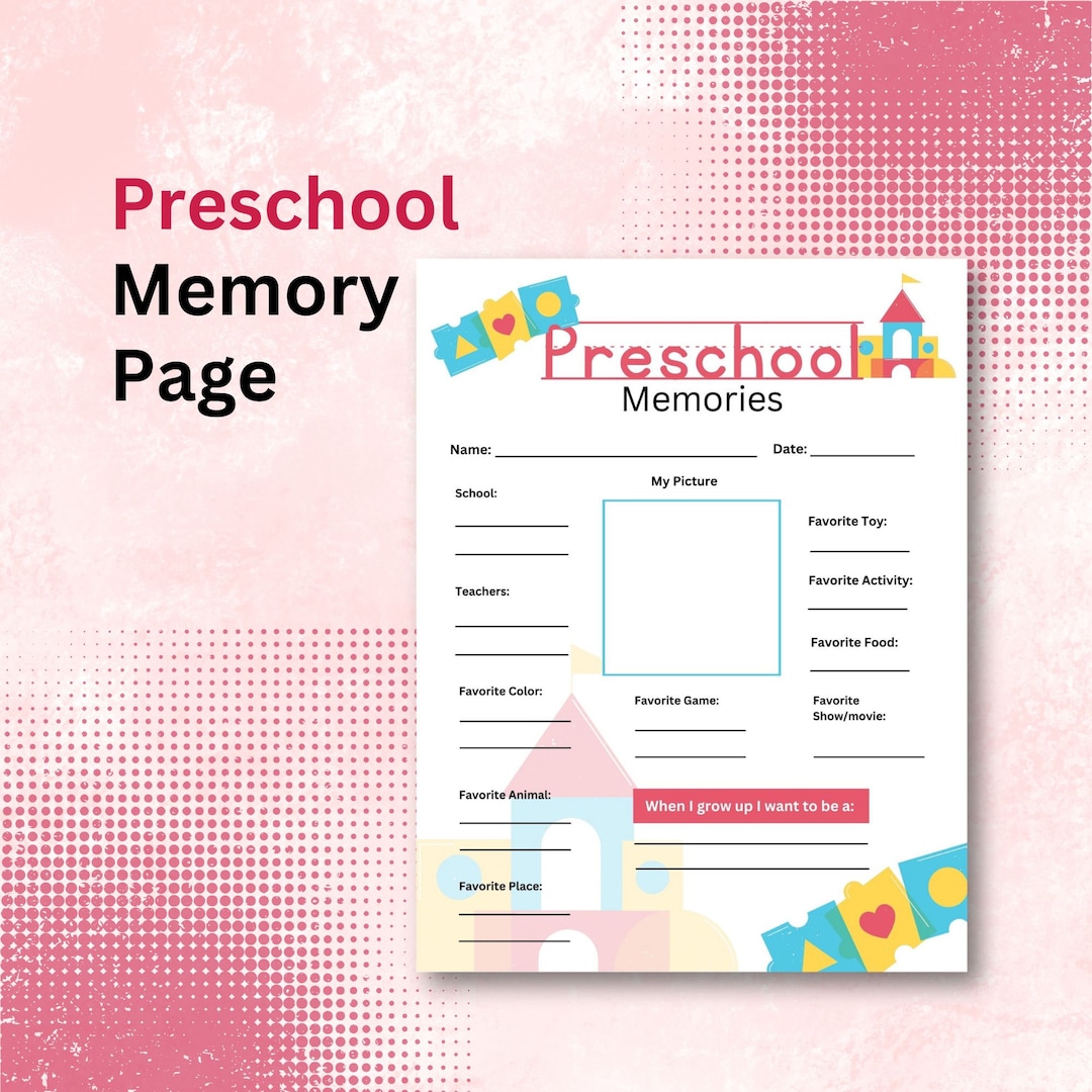 Preschool Memory Page Printable - Capture Your Child’s Favorite Toy ...