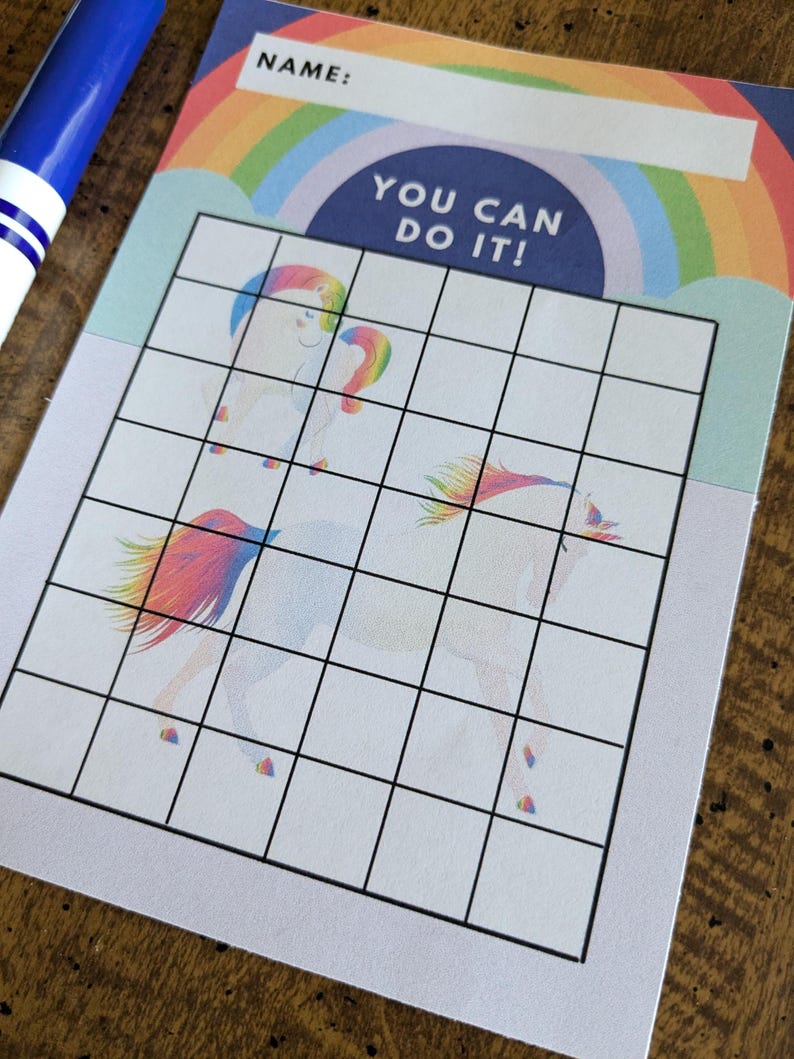 Unicorn Reward Chart Printable, Kids Behavior Tracker (digital Download ...