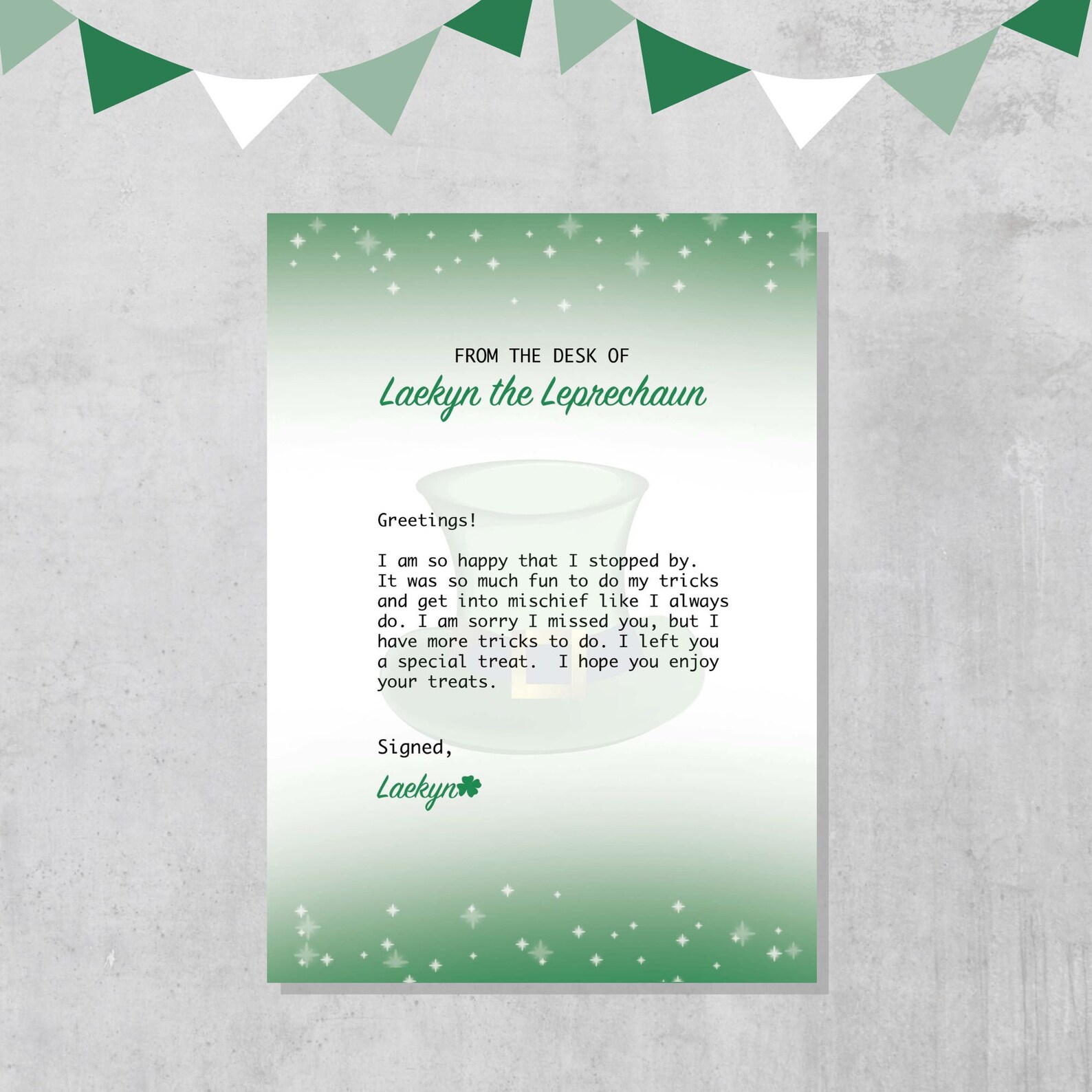 Leprechaun Letter Printable, St. Patrick's Day Note to Kids (PDF) - Etsy