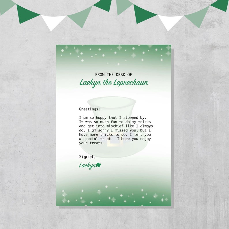 Leprechaun Letter Printable, St. Patrick's Day Note to Kids (PDF) - Etsy