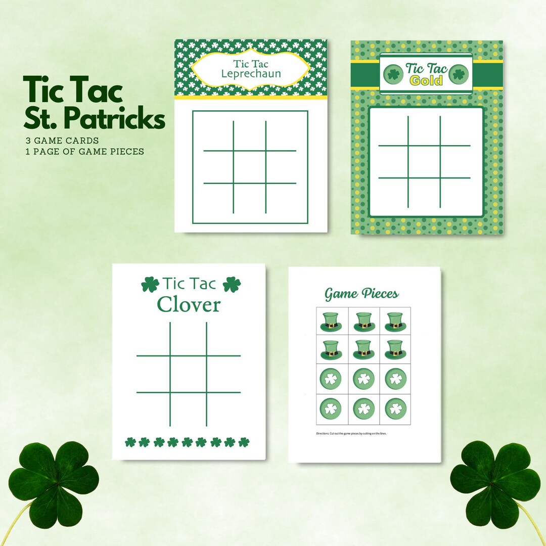 Instant Download, Tic Tac Gold, St. Patrick's Game for Kids, Game ...