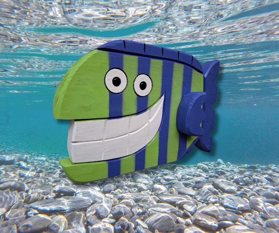 Fish Handmade Wood Happy Face Wall Art Tropical Coastal Wall - Etsy