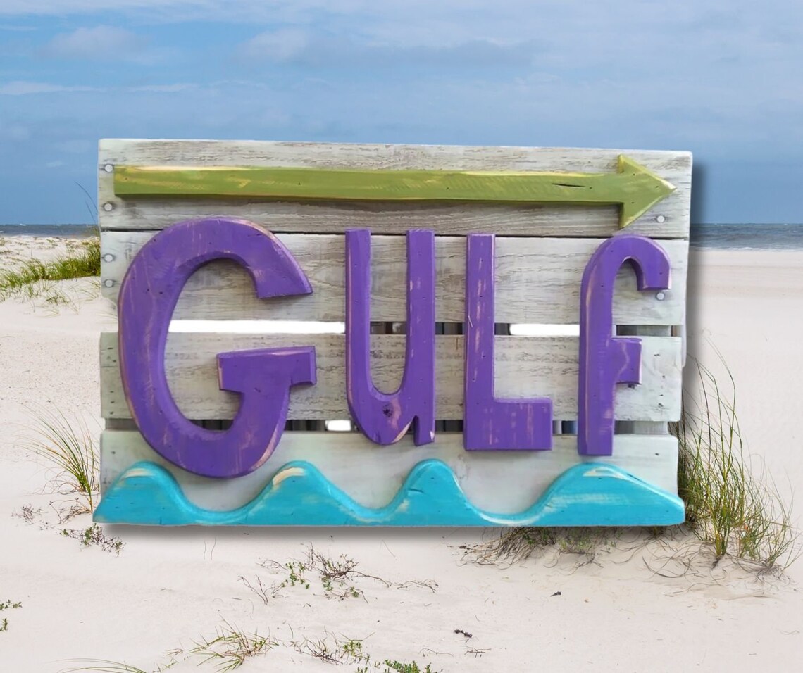 Gulf of Mexico Handmade Florida Beach Sign Wall Art Wall Hanging ...