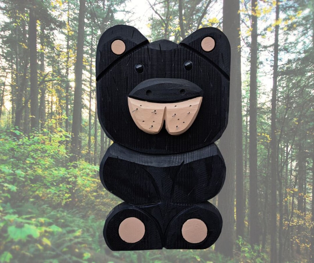 Black Bear Handmade Wood Wall Art Cabin Wall Hanging Decor - Etsy