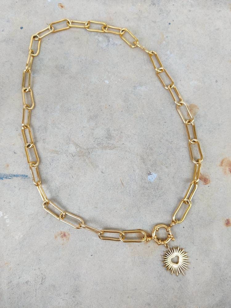 Collier fermoir bouée médaille coeur ensoleillé - Etsy France