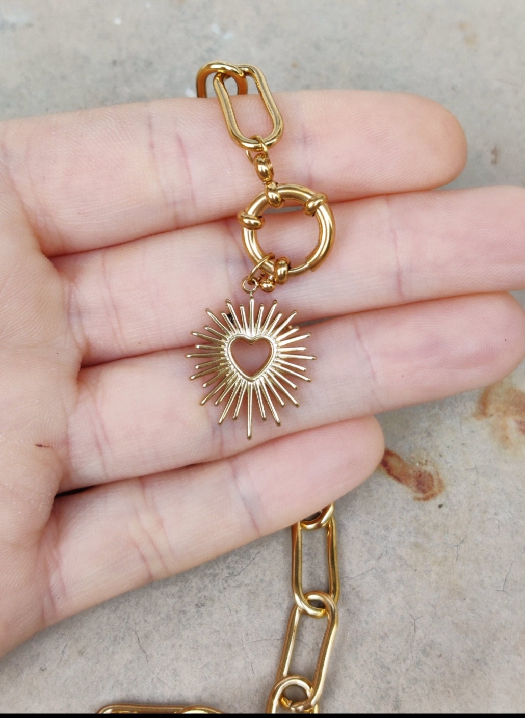 Collier fermoir bouée médaille coeur ensoleillé - Etsy France