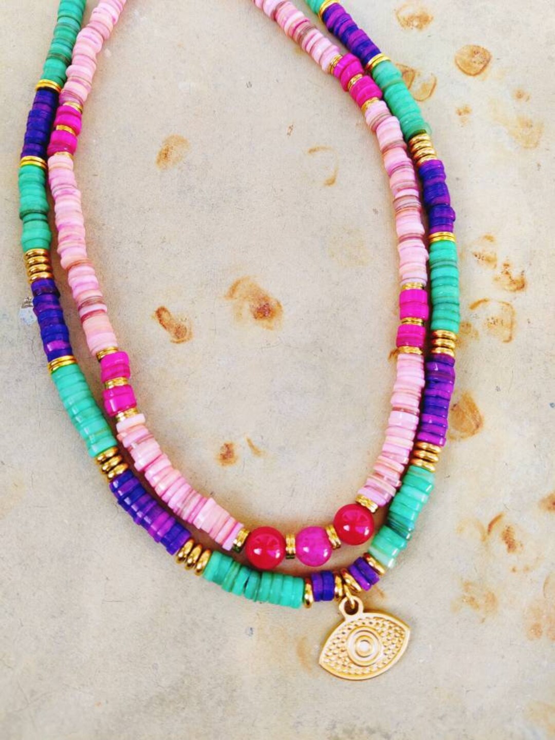 Colliers heishi coquillages colorés - Etsy France