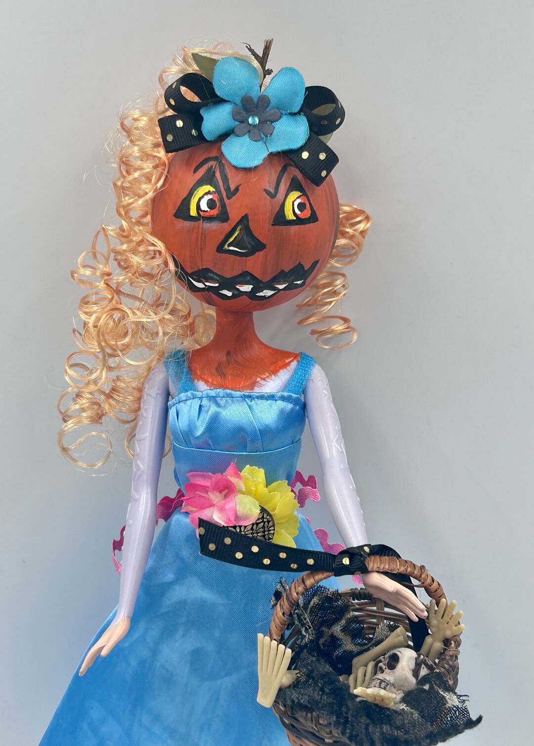 Barbie Pumpkin Head Art Doll Halloween Decoration Creepy Scary OOAK! I ...