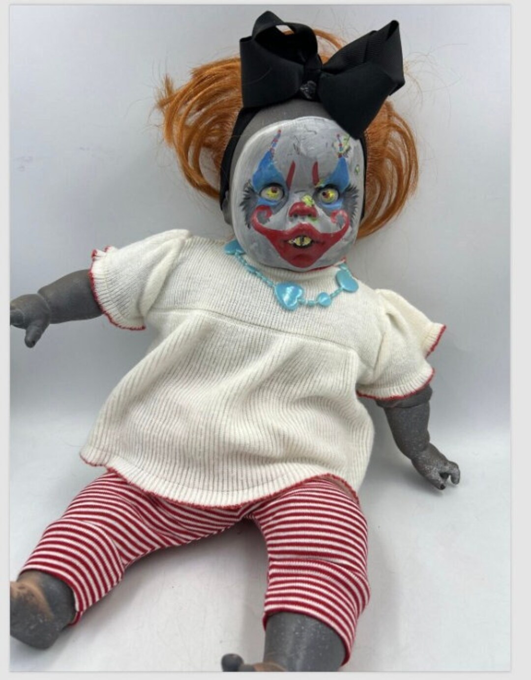 OOAK Art Reborn Goth Creepy Horror Evil Clown 20" Doll Added Touches by ...