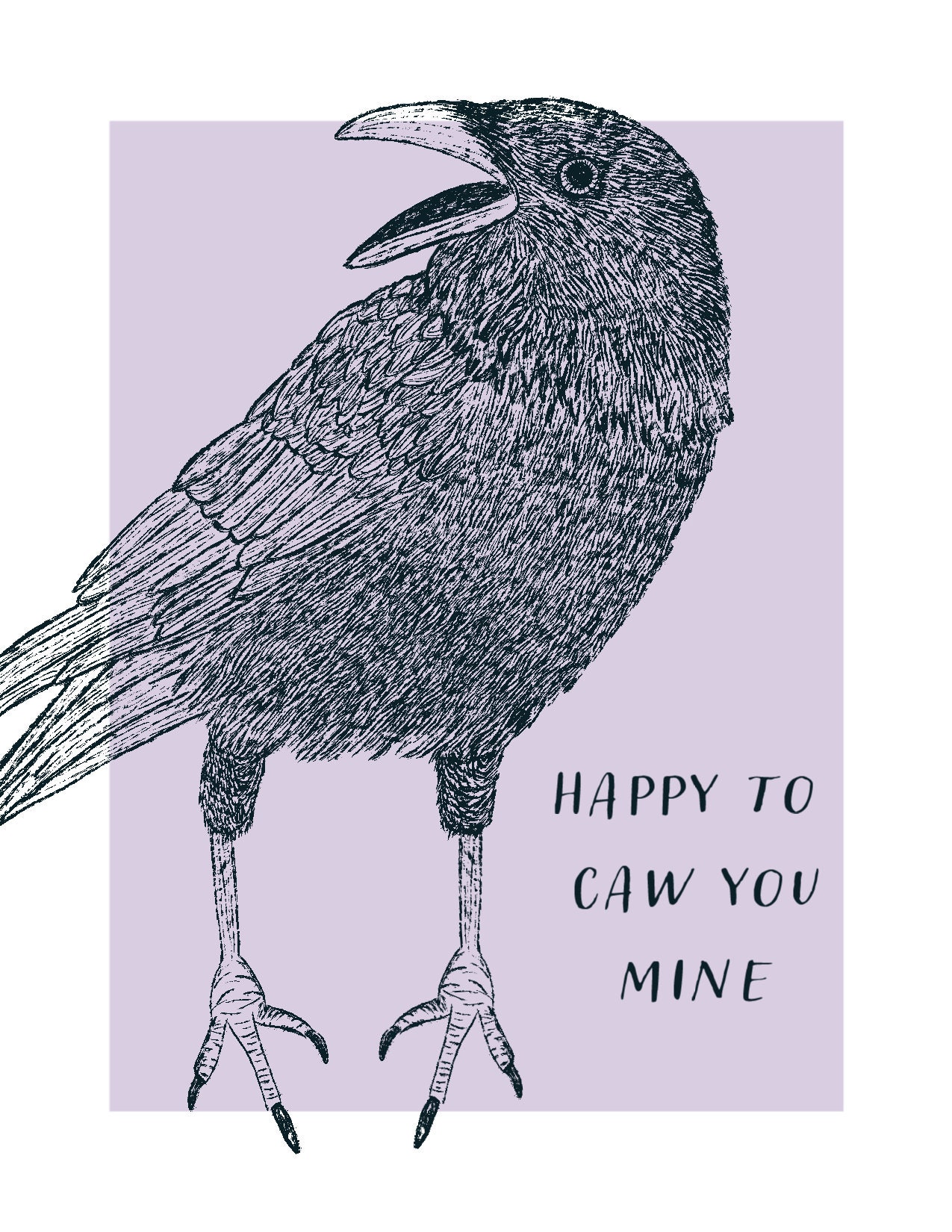 Crow Card | Bird Drawing | Valentine's Day | Gift | Greeting Card ...