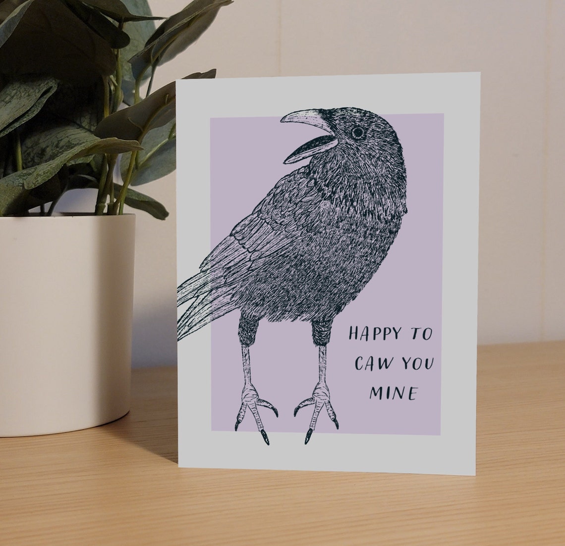 Crow Card | Bird Drawing | Valentine's Day | Gift | Greeting Card ...
