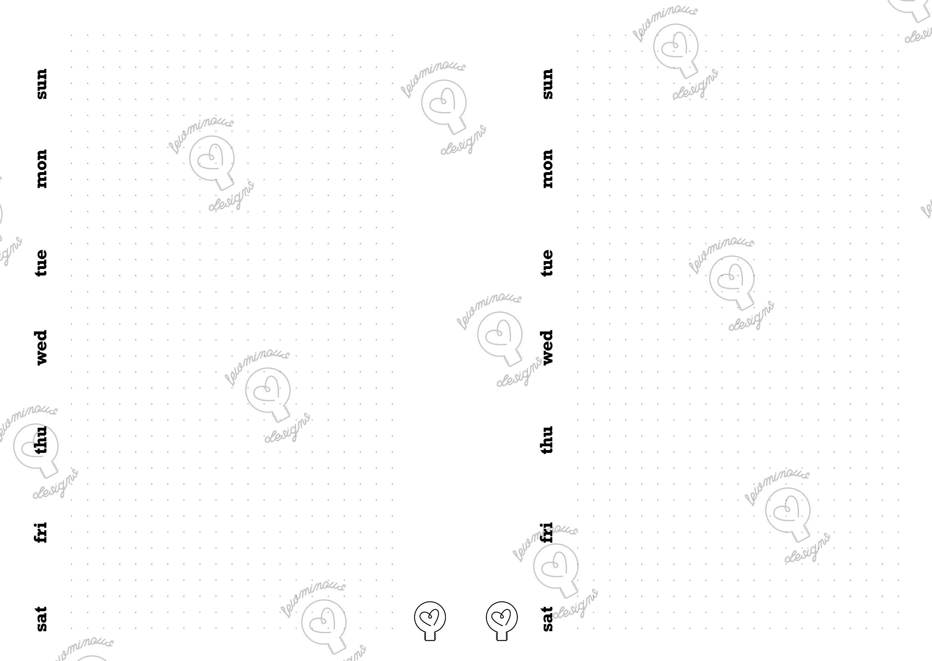 Weekly Single-page Horizontal Spread, Dot Grid Printable Layout - Etsy