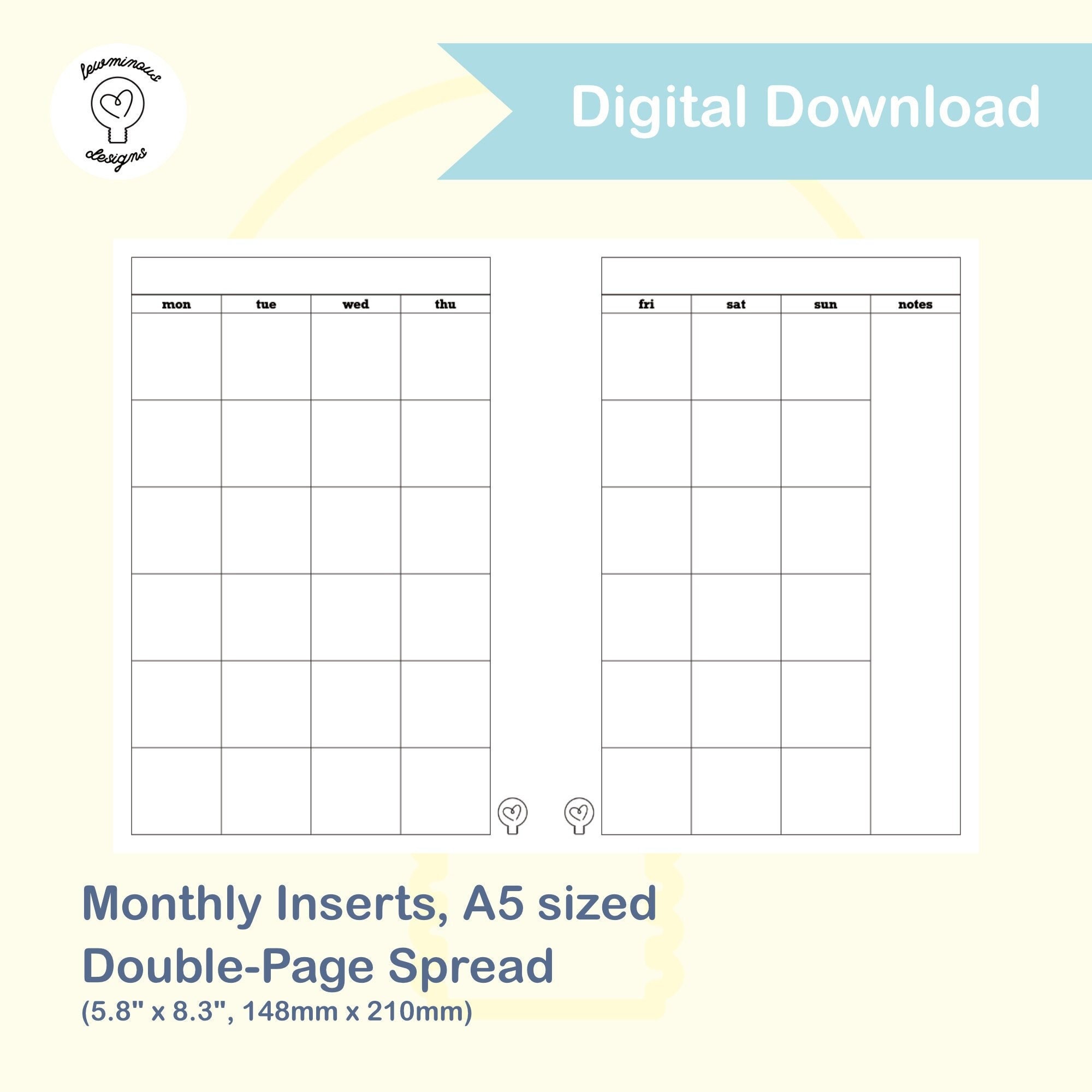 Monthly Double-page Spread Printable Layout - Etsy