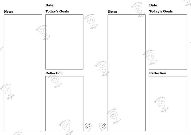 Daily Vertical, Blank/blocks Printable Layout - Etsy