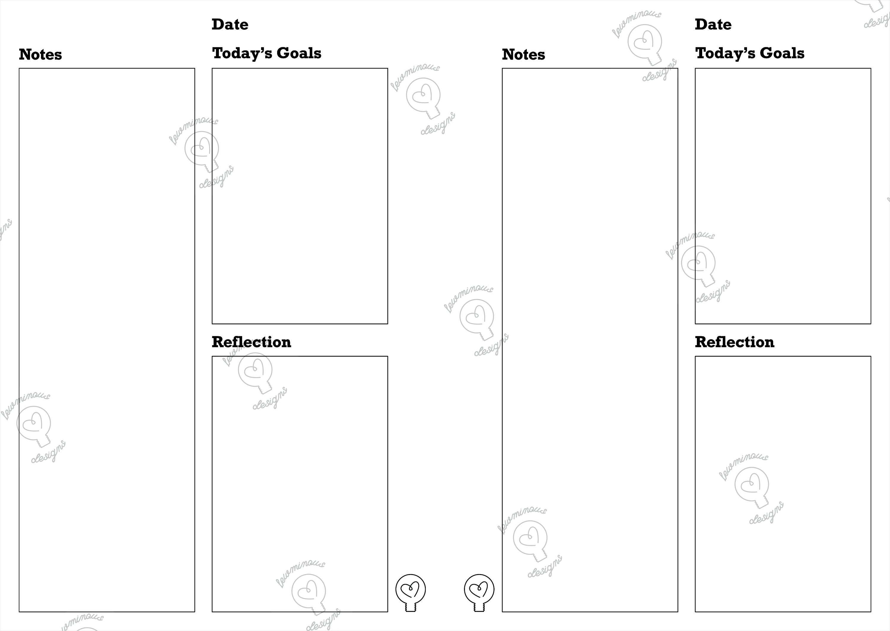 Daily Vertical, Blank/blocks Printable Layout - Etsy