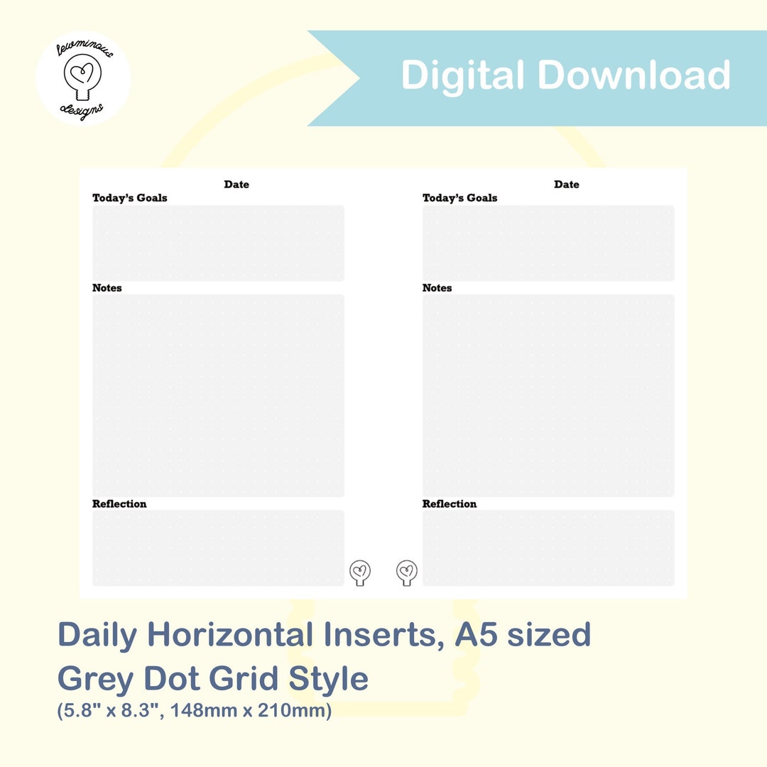 Daily Horizontal, Dot Grid Printable Layout - Etsy