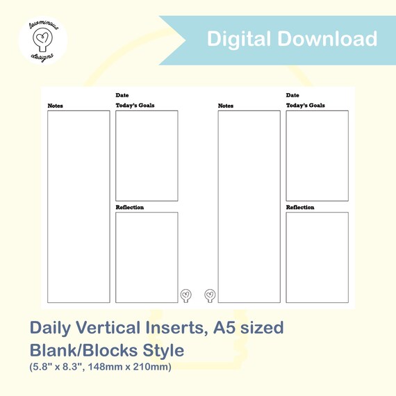 Daily Vertical Blank/blocks Printable Layout | Etsy
