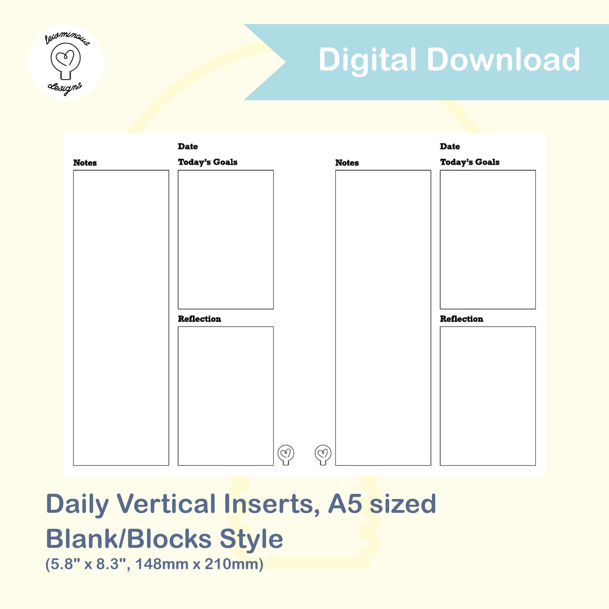 Daily Vertical, Blank/blocks Printable Layout - Etsy