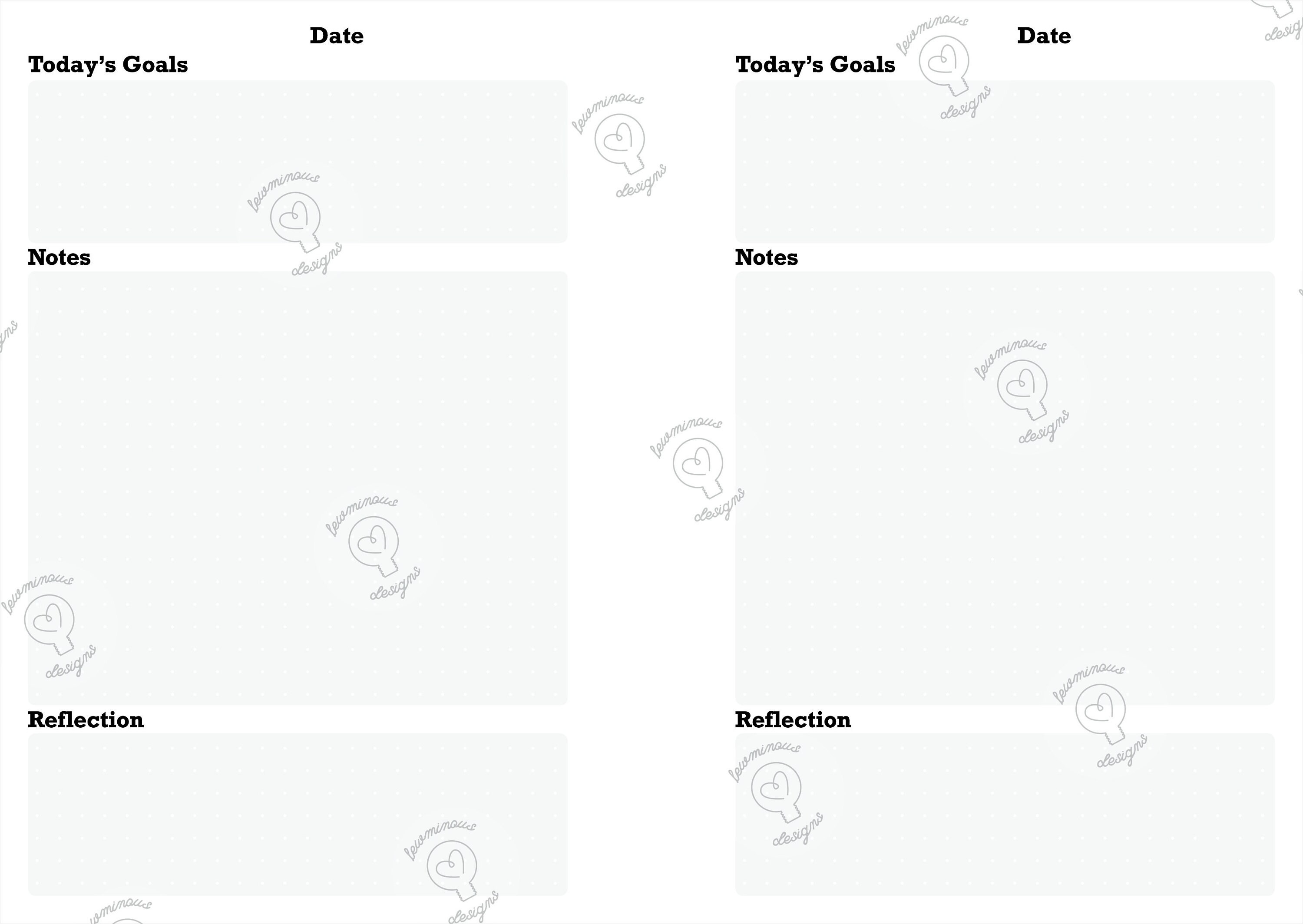 Daily Horizontal, Dot Grid Printable Layout - Etsy