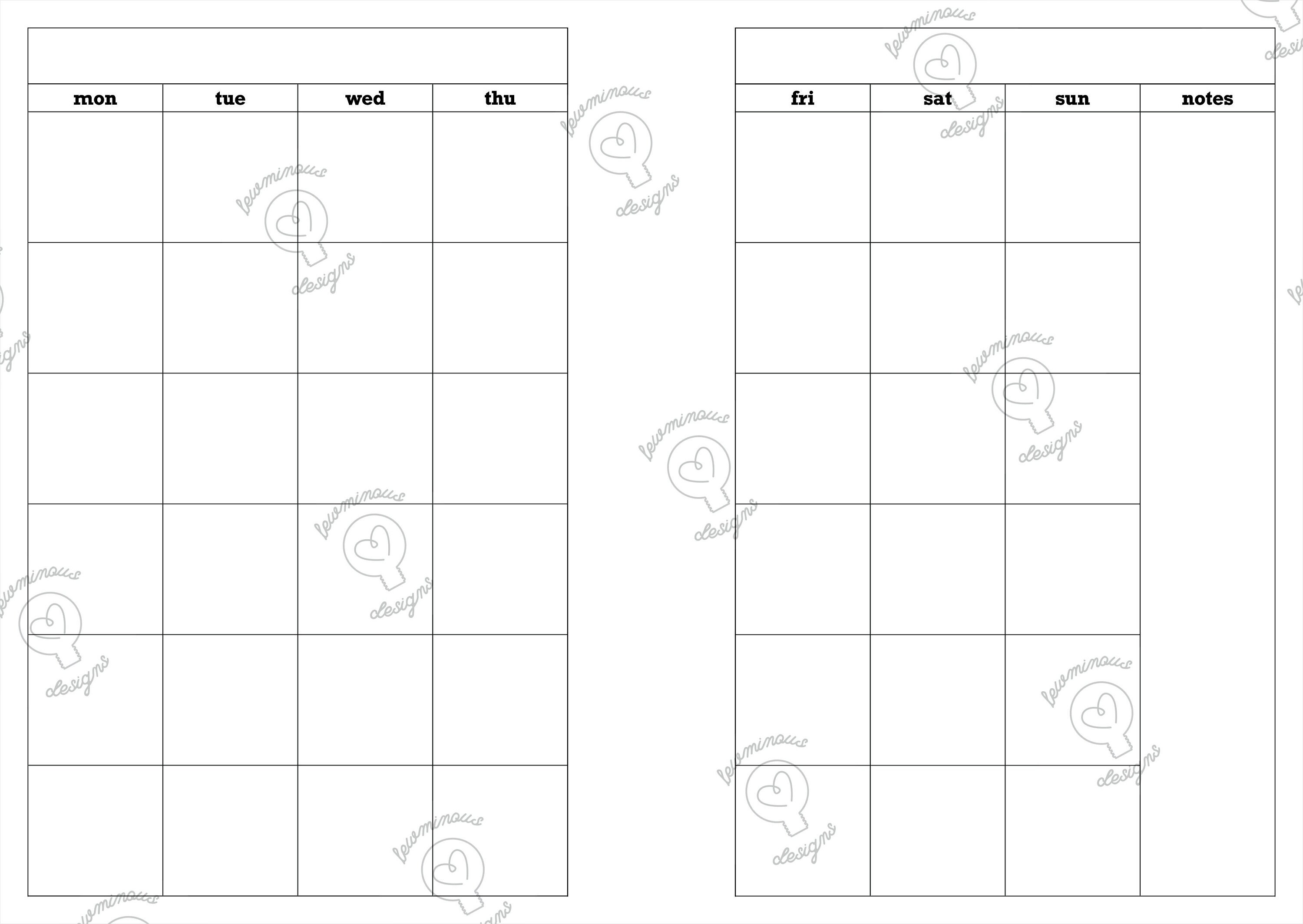 Monthly Double-page Spread Printable Layout - Etsy
