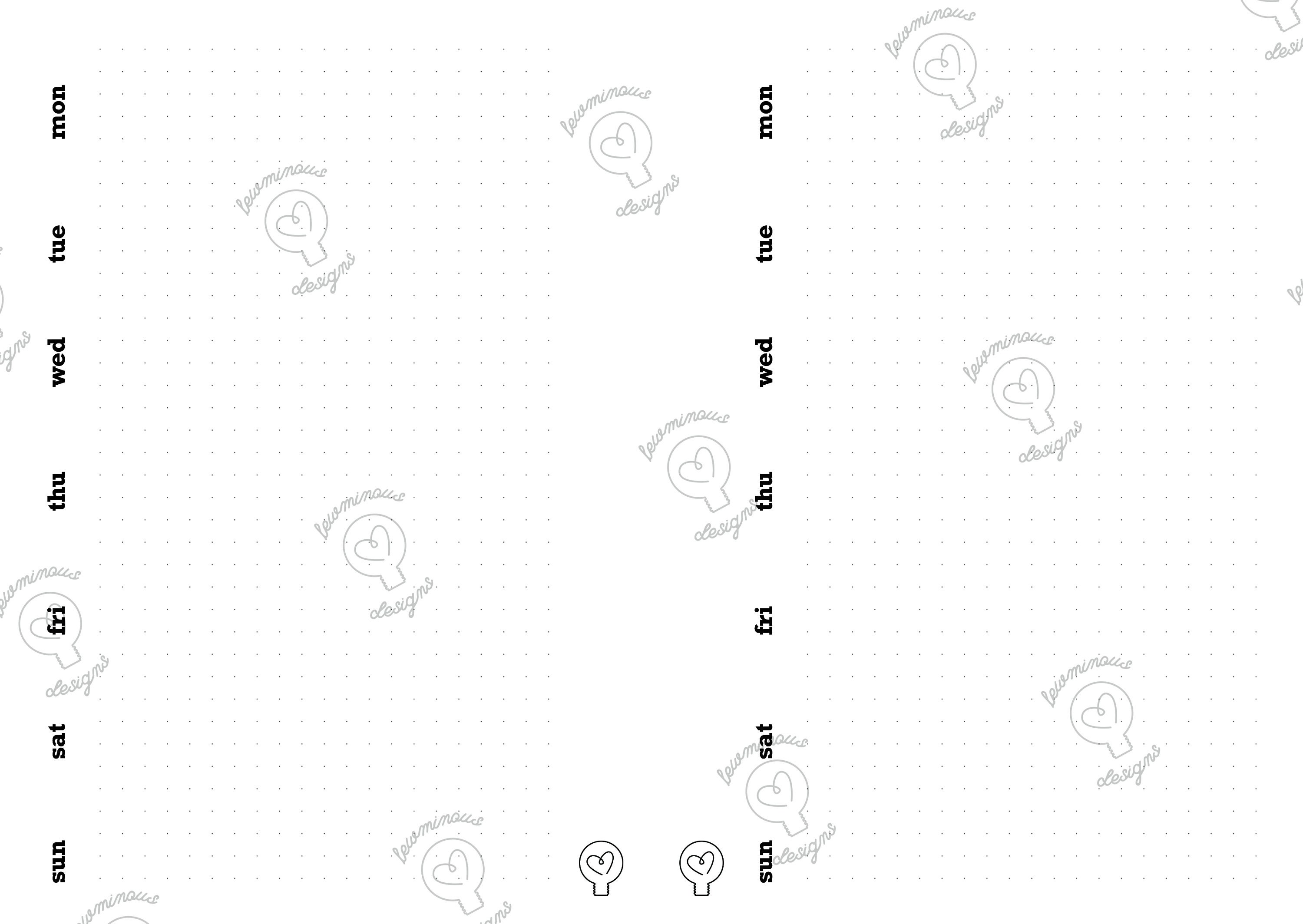 Weekly Single-page Horizontal Spread, Dot Grid Printable Layout - Etsy