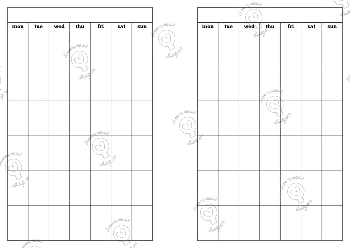 Monthly Single-page Spread Printable Layout - Etsy