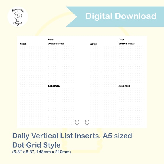 Daily Vertical Dot Grid Printable Layout - Etsy