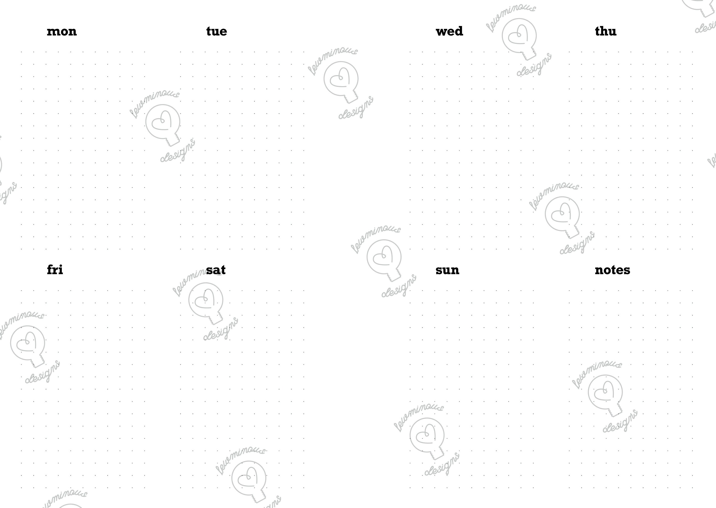 Weekly Double-page Vertical Spread, Dot Grid Printable Layout - Etsy